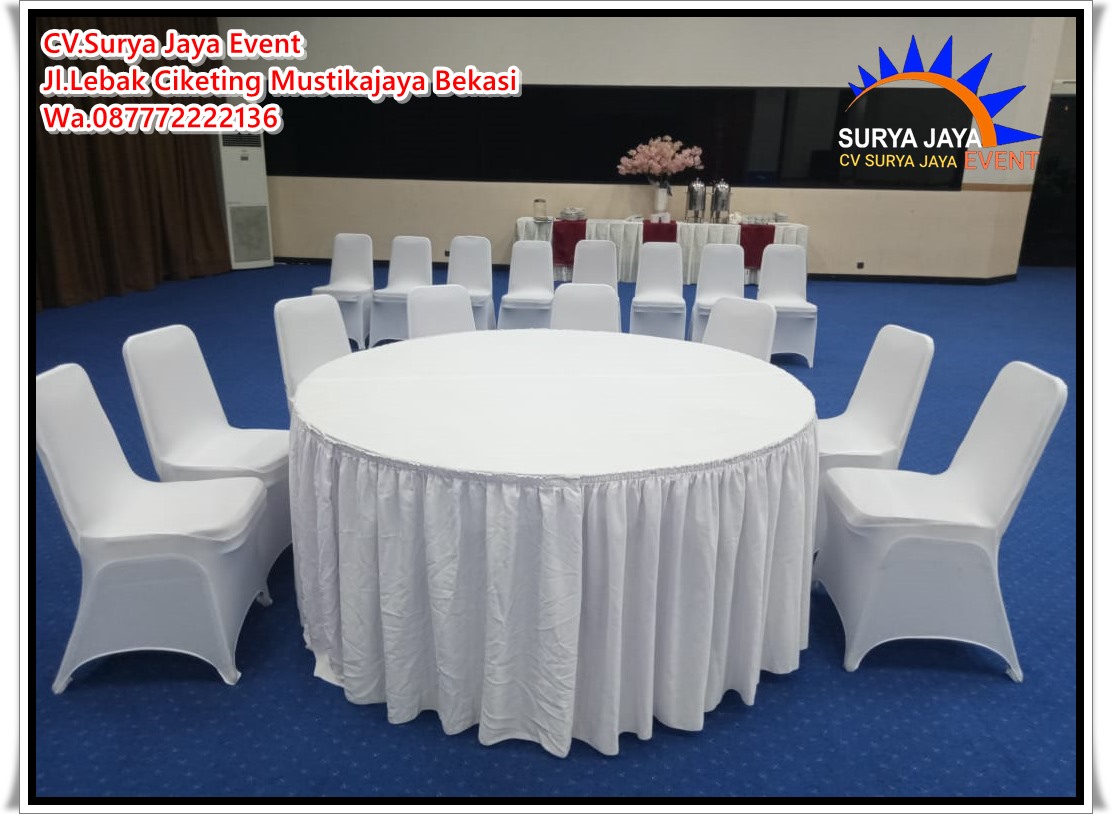 sewa meja bulat – Surya Jaya Rental Equipment 0877-8057-7743