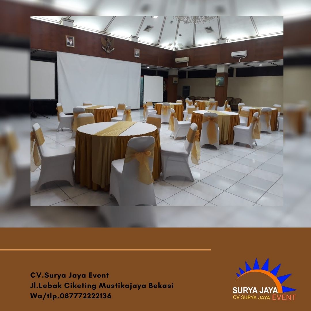 sewa meja bulat dan kursi – Surya Jaya Rental Equipment 0877-8057-7743